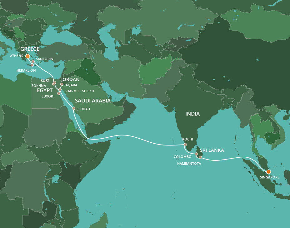 Spice Route Voyage - Azamara (26 Night Cruise from Singapore to Athens)