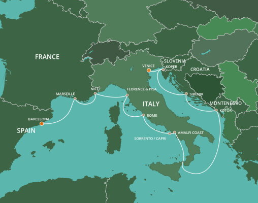 Cruises from Spain to Italy - 2024-2026 Seasons