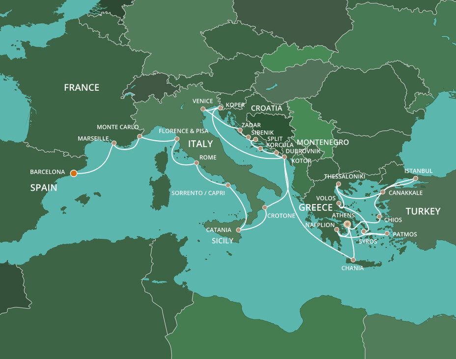 Grand Med Intensive Voyage - Azamara (31 Night Cruise from Barcelona to ...