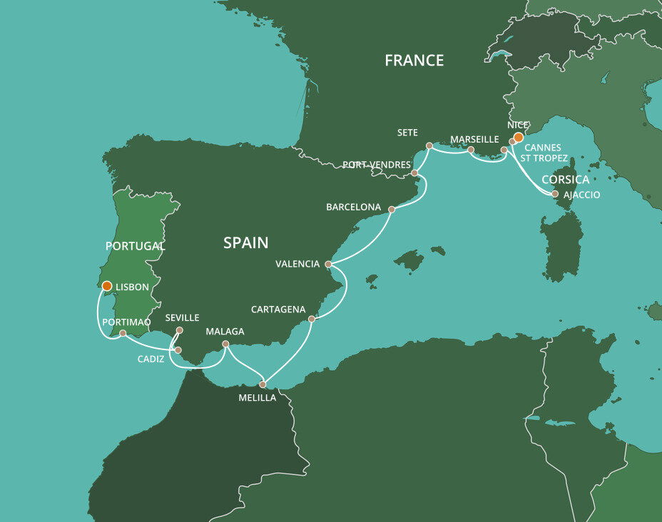 Spain & France - Azamara (18 Night Cruise from Lisbon to Nice)