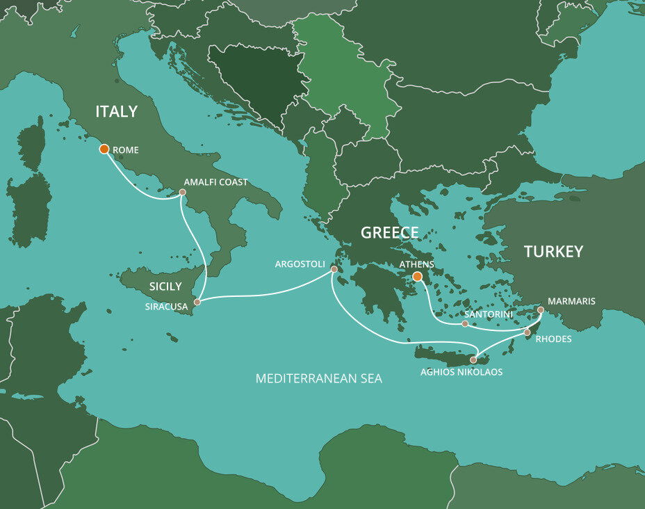 Italy & Greece Cruise: Amalfi, Crete & Santorini - Azamara (9 Night Cruise from Rome to Athens)