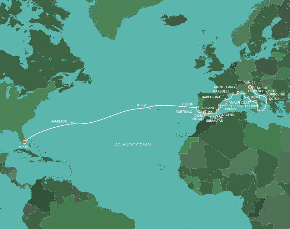 Miami To Venice Transatlantic Grand Voyage - Azamara (37 Night Cruise ...