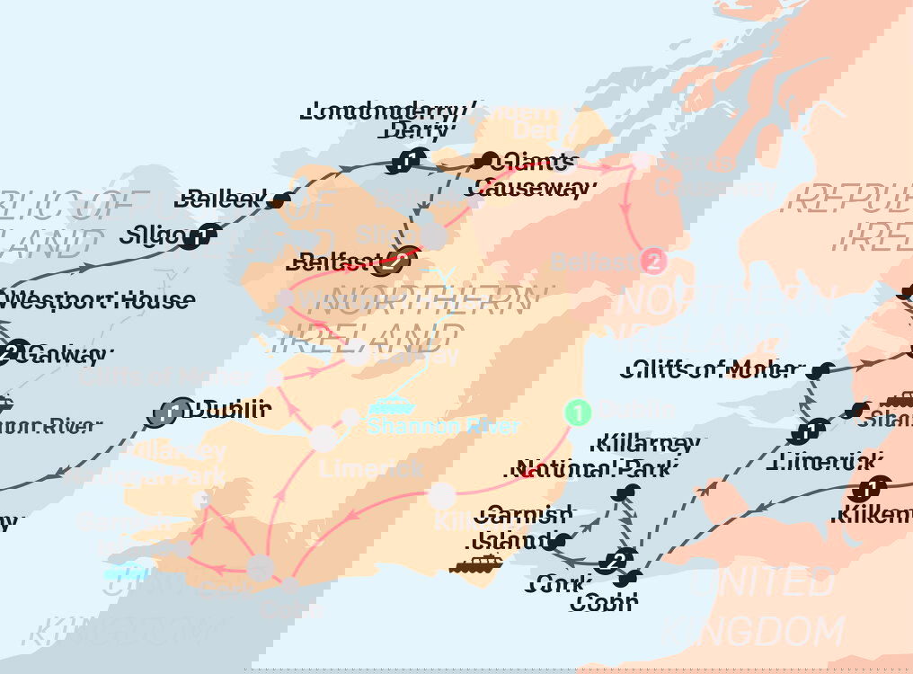 A Tale of Two Irelands - Bunnik Tours (12 Days From Dublin to Belfast)