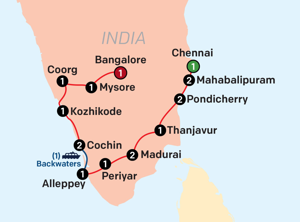 South India Explorer - Bunnik Tours (19 Days From Chennai to Bangalore)