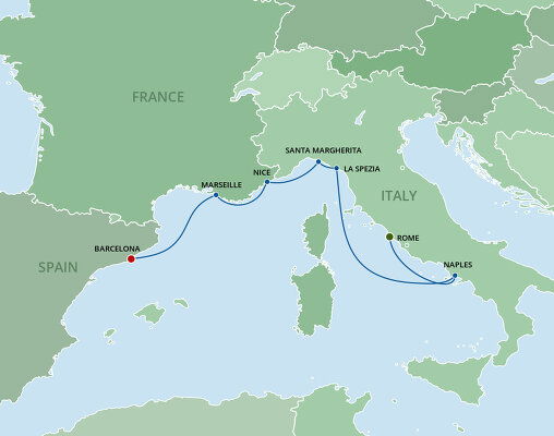 Cruises from Rome to Barcelona - 2025-2027 Seasons
