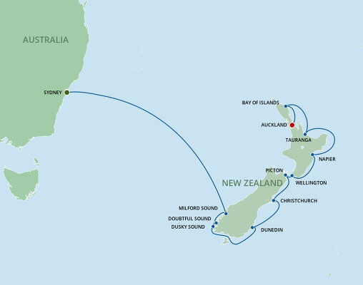 Cruises from Australia to New Zealand - 2025-2027 Seasons