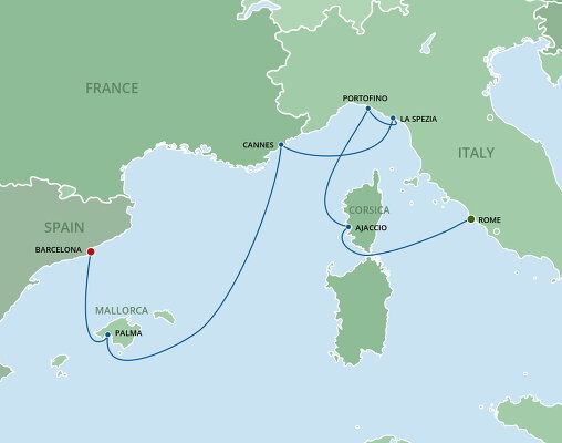 Cruises from Rome to Barcelona - 2024-2026 Seasons