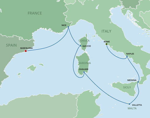 Cruises from Rome to Barcelona - 2023-2025 Seasons