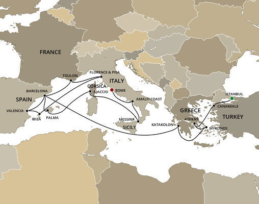 Cruises from Istanbul to Rome - 2025-2027 Seasons