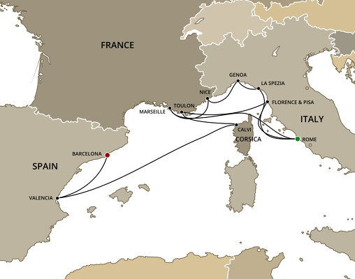 Cruises from Rome to Barcelona - 2025-2027 Seasons