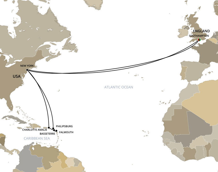 Transatlantic Crossing And Eastern Caribbean - Cunard (25 Night ...