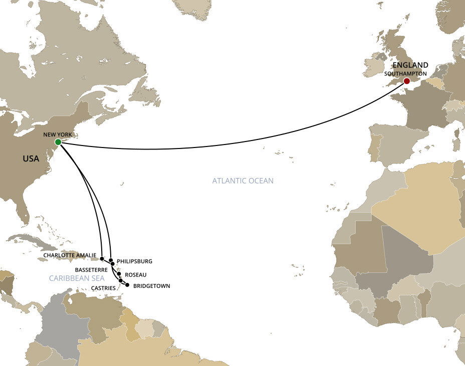Transatlantic Crossing And Eastern Caribbean - Cunard (20 Night Cruise ...