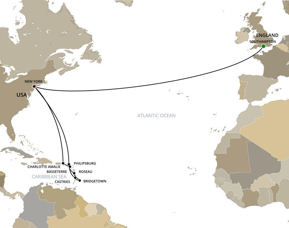 Transatlantic Crossing And Eastern Caribbean - Cunard (20 Night Cruise ...