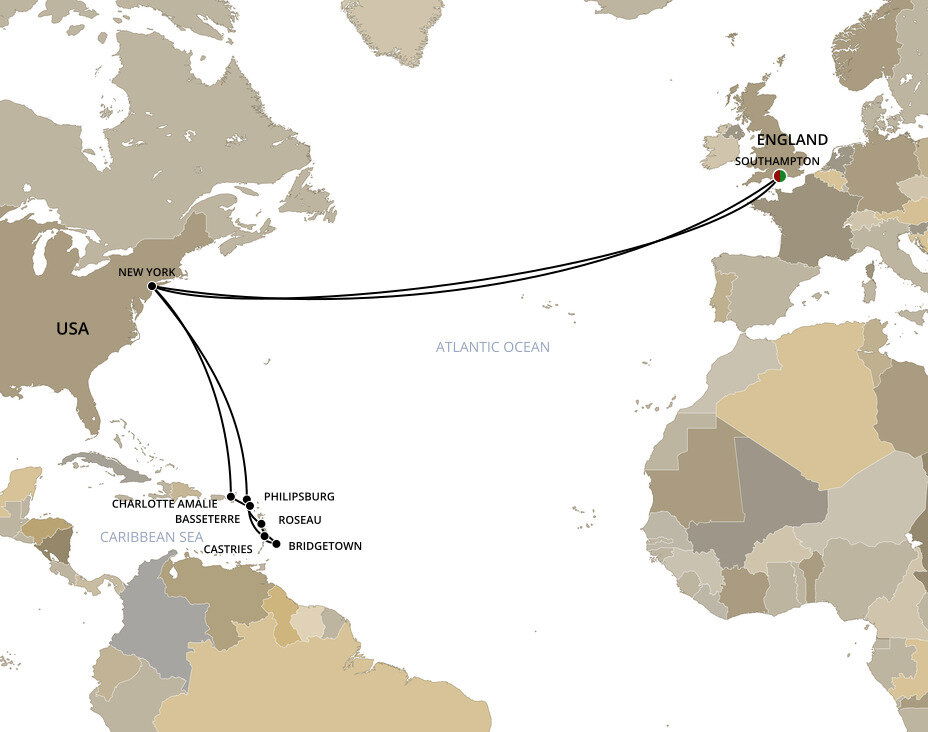 Transatlantic Crossing And Eastern Caribbean - Cunard (27 Night ...