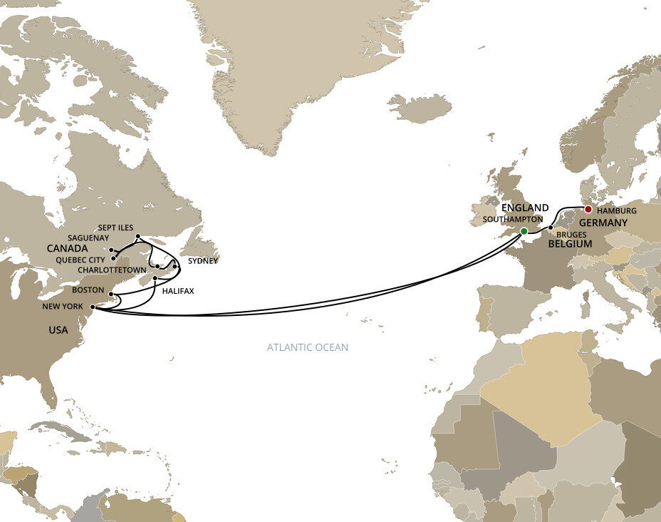 Transatlantic Crossing, New England, and Canada - Cunard (31 Night ...
