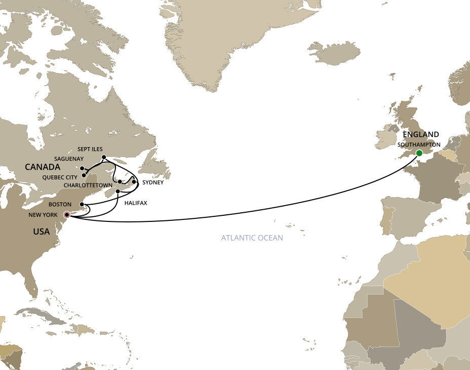 Transatlantic Crossing, New England, and Canada - Cunard (21 Night ...
