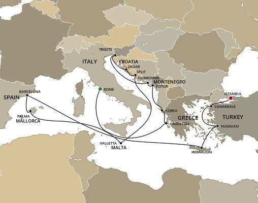 Cruises from Rome to Istanbul - 2025-2027 Seasons