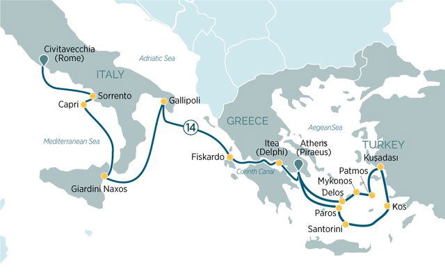 Cruises from Rome to Athens - 2024-2026 Seasons