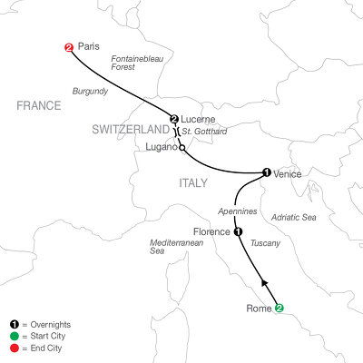 Tours from Rome to Paris - 2025-2027 Seasons