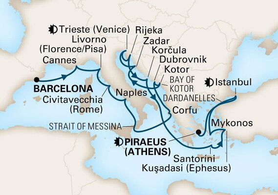 Cruises from Barcelona to Athens - 2024-2026 Seasons