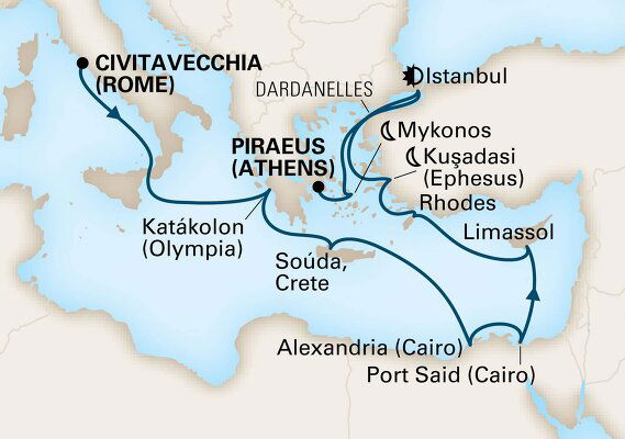 Cruises from Rome to Athens - 2024-2026 Seasons