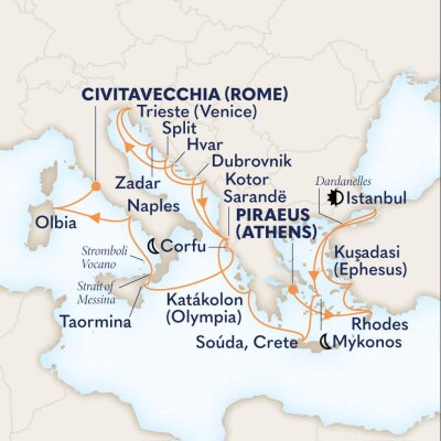 Cruises from Athens to Rome - 2024-2026 Seasons