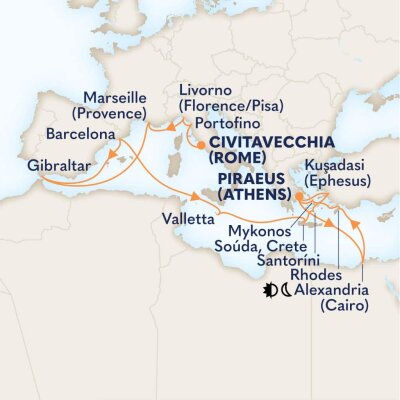 Cruises from Rome to Athens - 2025-2028 Seasons