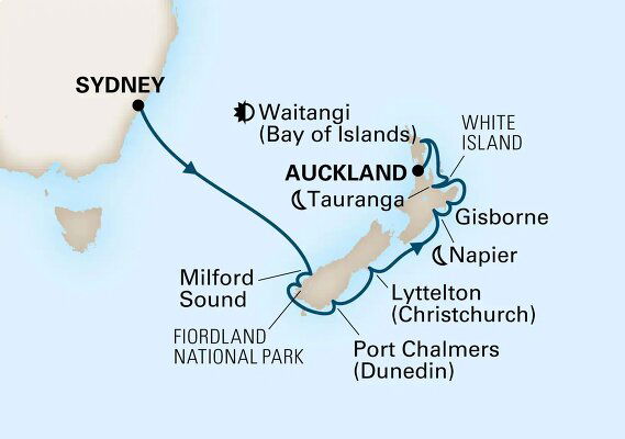 Cruises from Australia to New Zealand - 2023-2025 Seasons
