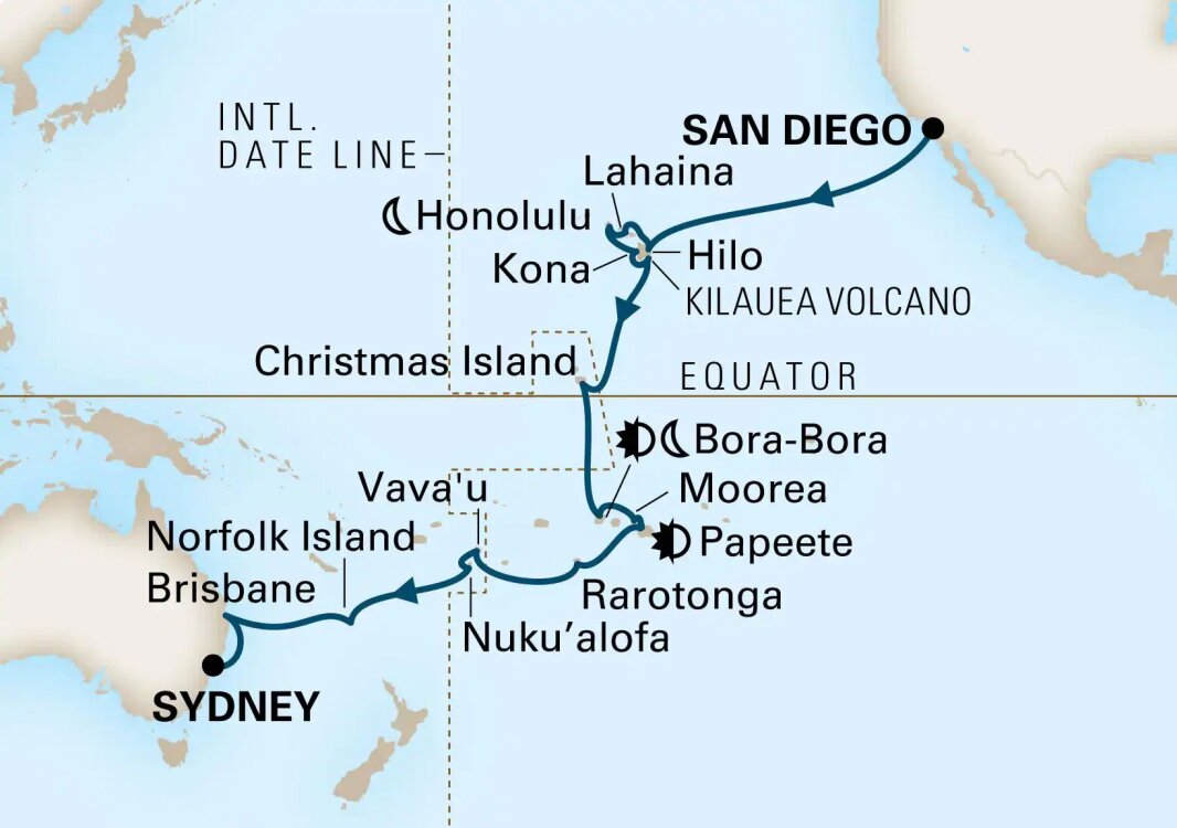South Pacific Crossing - Holland America (35 Night Cruise from San ...