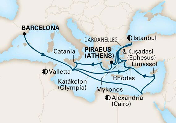 Cruises from Barcelona to Athens - 2024-2026 Seasons