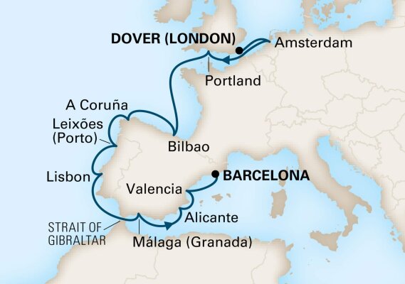 Cruises from England to Spain - 2025-2027 Seasons