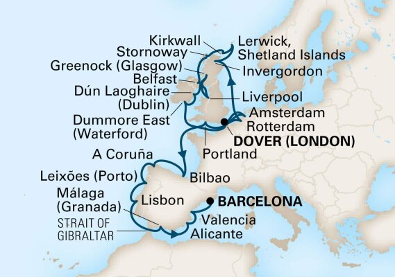 Cruises from England to Spain - 2024 & 2025 Seasons
