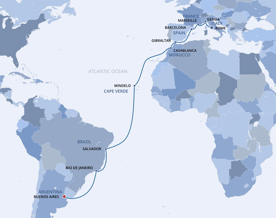 MSC World Cruise - MSC Cruises (22 Night Cruise from Rome to Buenos Aires)
