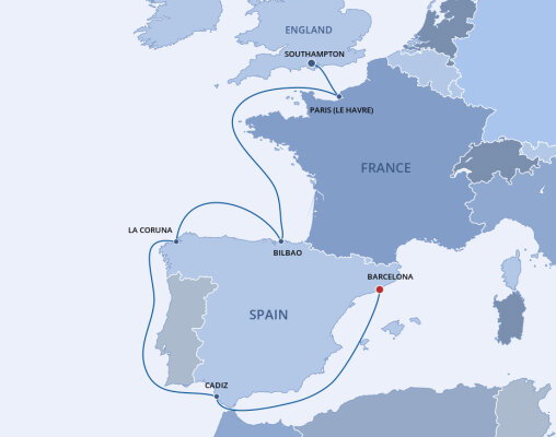Cruises from England to Spain - 2023 & 2024 Seasons