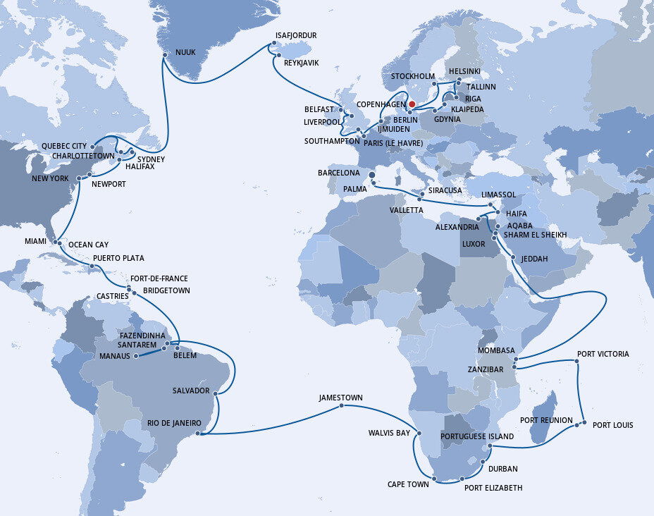 MSC World Cruise - MSC Cruises (127 Night Cruise from Barcelona to ...
