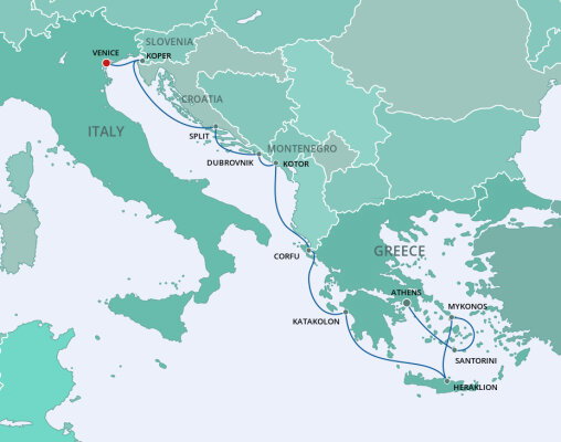 Cruises from Athens to Venice - 2025-2027 Seasons