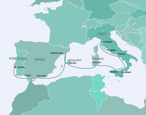 Cruises from Rome to Lisbon - 2022, 2023, 2024 & 2025 Seasons
