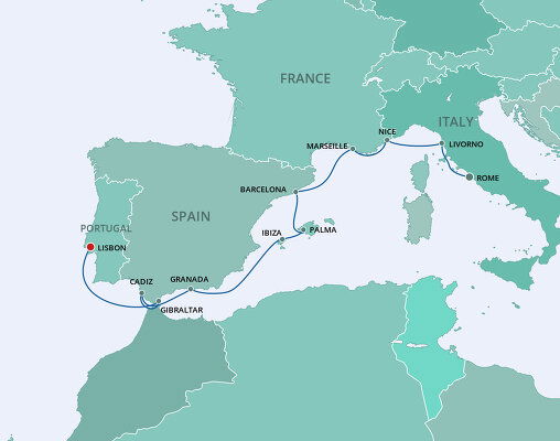 Cruises from Rome to Lisbon - 2022, 2023, 2024 & 2025 Seasons