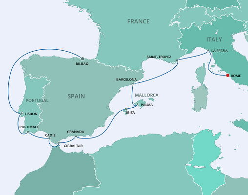 Cruises from Spain to Italy - 2023-2025 Seasons