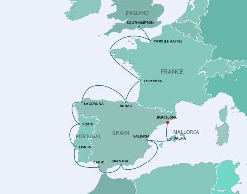 Cruises from England to Spain - 2023 & 2024 Seasons