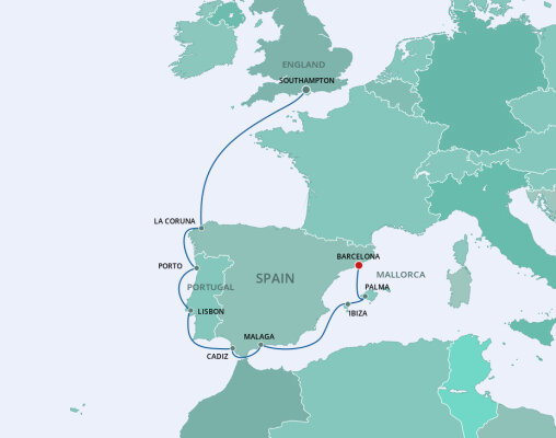 Cruises from England to Spain - 2024 & 2025 Seasons