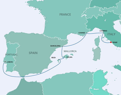 Cruises from Portugal to Italy - 2023-2025 Seasons