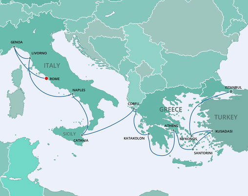Cruises from Istanbul to Rome - 2023-2025 Seasons