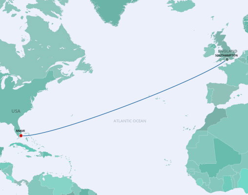 Cruises from England to USA - 2023-2025 Seasons