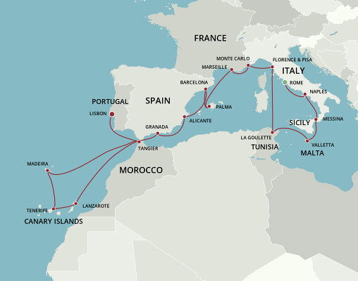 Cruises from Rome to Lisbon - 2024-2026 Seasons