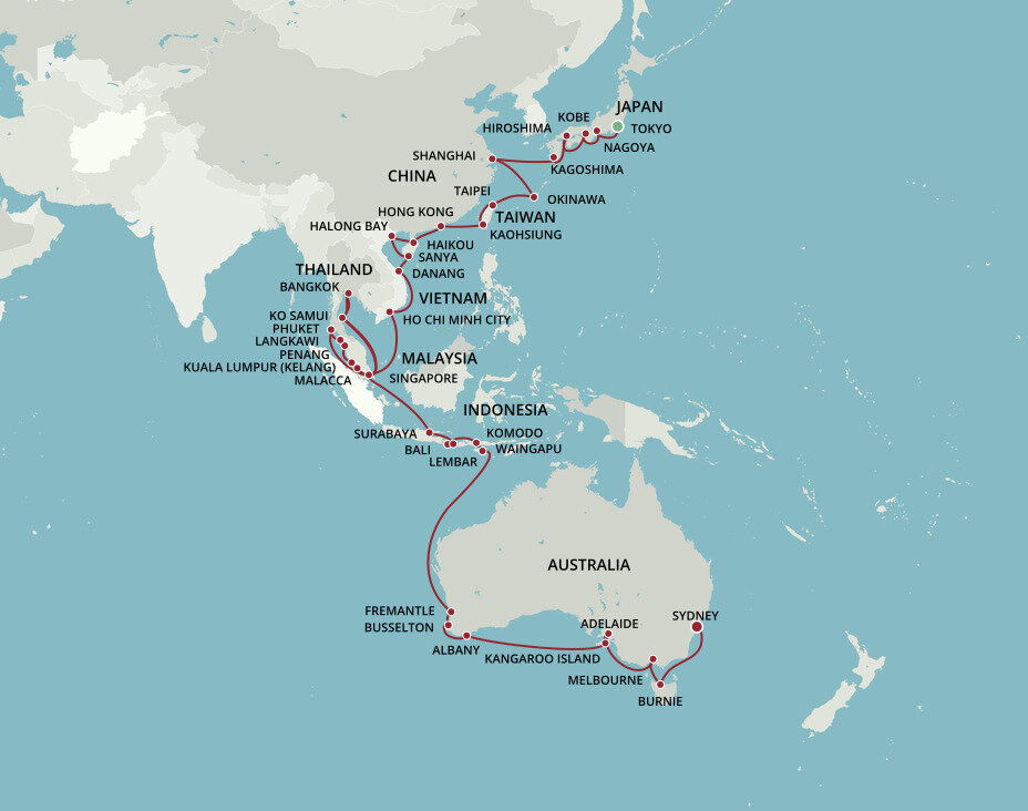 Opulent Asia To Outback - Oceania (63 Night Cruise from Tokyo to Sydney)