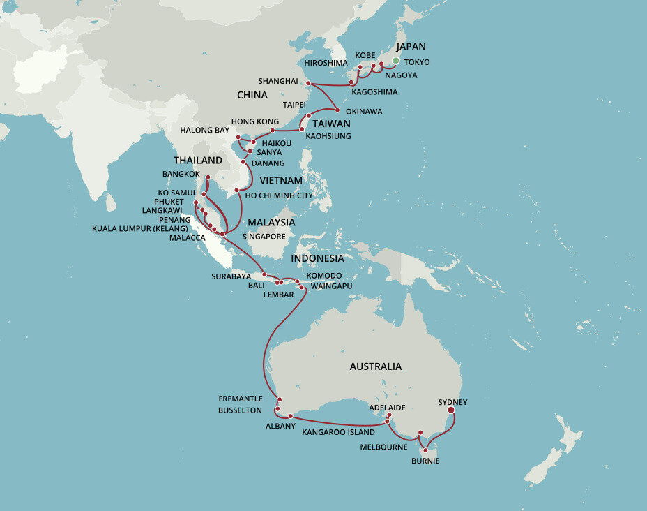 Opulent Asia To Outback - Oceania (63 Night Cruise from Tokyo to Sydney)