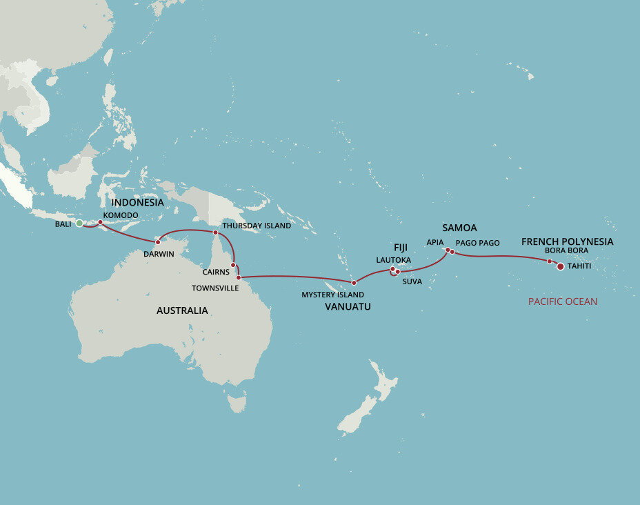 Outback & Island Pearls - Oceania (24 Night Cruise from Bali to Tahiti)