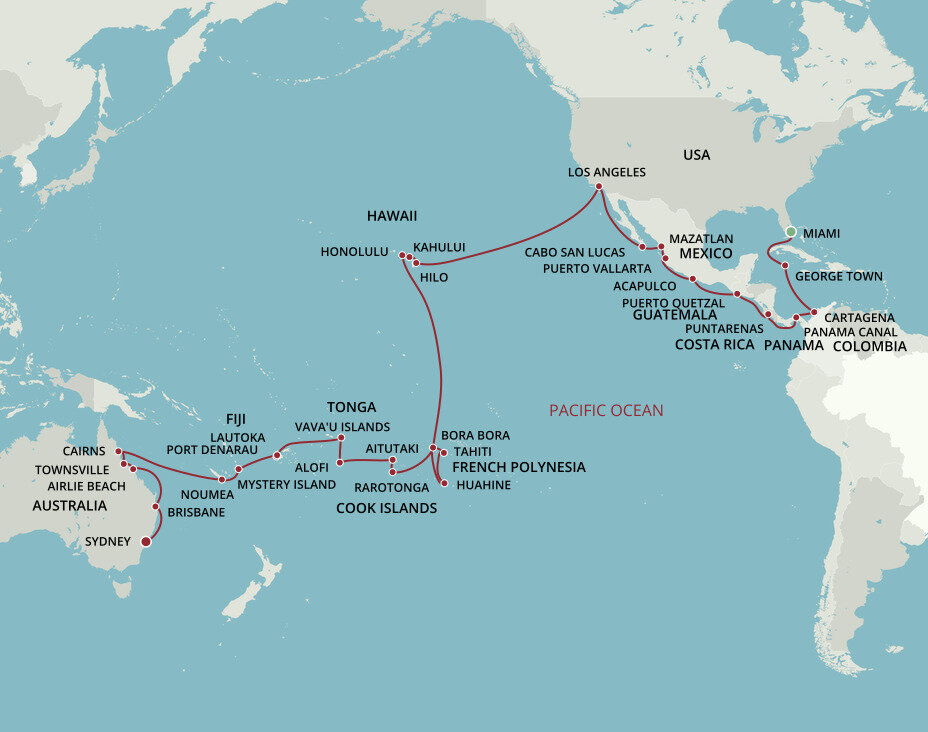Bound For Down Under - Oceania (60 Night Cruise from Miami to Sydney)