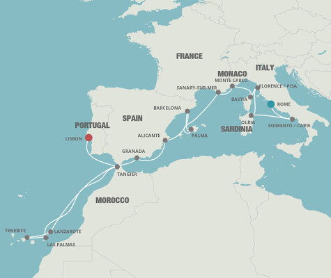 Cruises from Rome to Lisbon - 2023-2025 Seasons